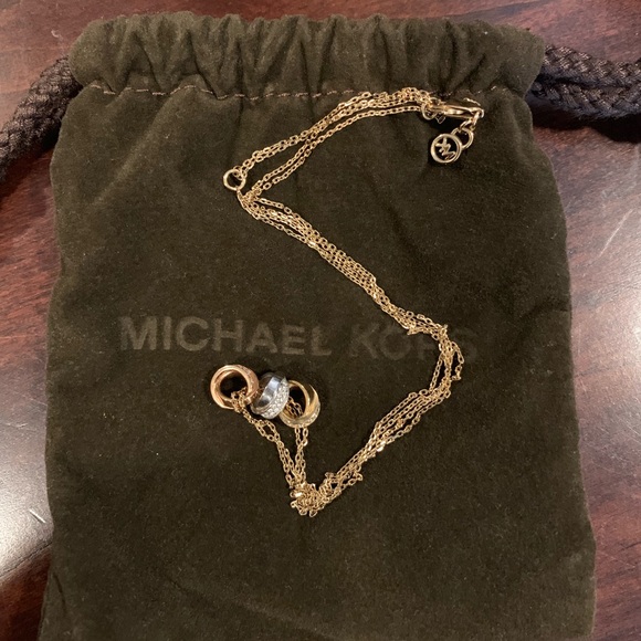 Michael Kors | Jewelry | Mk Tri Tone 3 Ring Crystal Pave Pendant ...